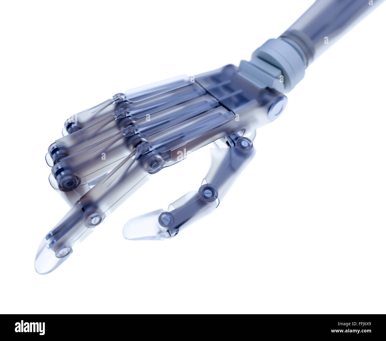 Mechanische Roboter Hand zeigen oder etwas schieben Stockfotografie - Alamy