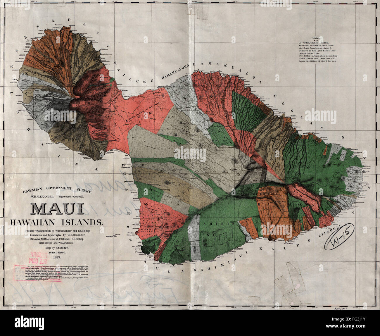 KARTE: MAUI, 1885. /nMap von Maui, Hawaii. Karte von F.S Dodge, 1885 ...