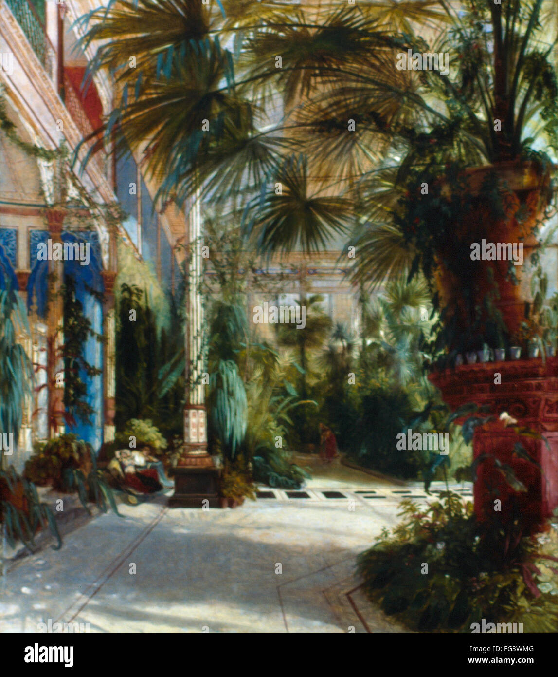 BLECHEN: PALMENHAUS, 1832. /n'Interior ein Palmenhaus. " Öl auf ...