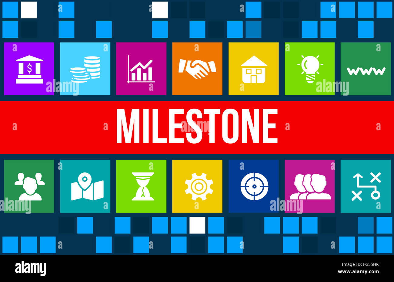 Meilenstein-Konzept-Bild mit Business Icons und Exemplar ...