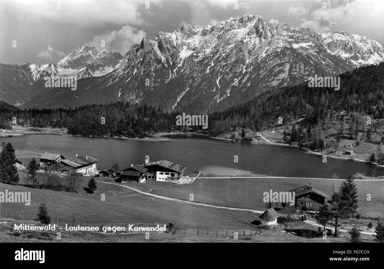 Deutschland: MITTENWALD, c1920. /nLautersee See am Fuße des Karwendel ...