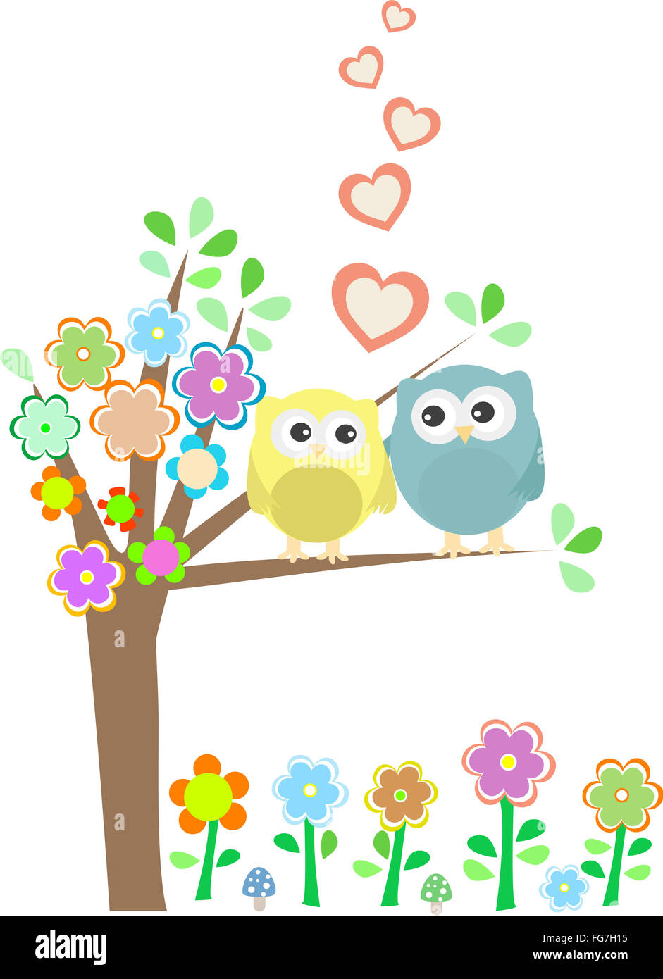 Cartoon eule im baum Ausgeschnittene Stockfotos und -bilder - Alamy