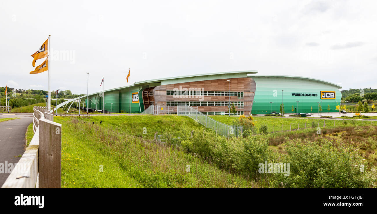 Die JCB World Logistik Distribution centre blauen Planeten Gebäude am ...