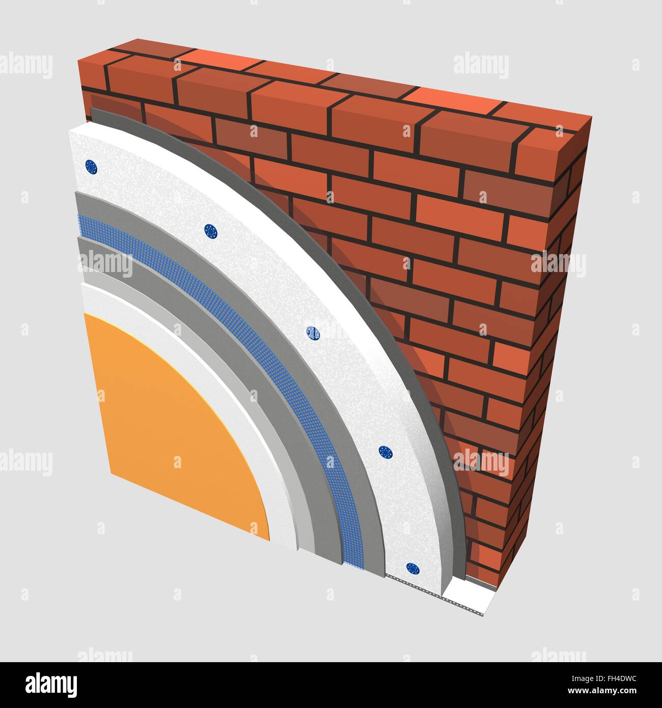3D geschichteten Schema der Außenwand Dämmung mit Polystyrol oder ...