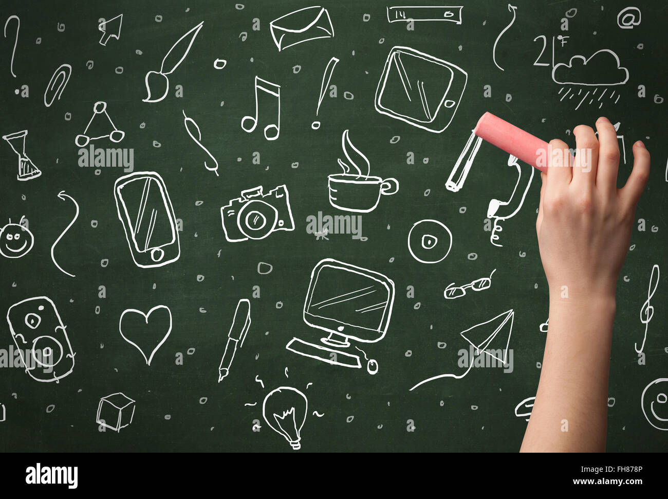 Hand-Schrift-Symbole auf Tafel Stockfotografie - Alamy