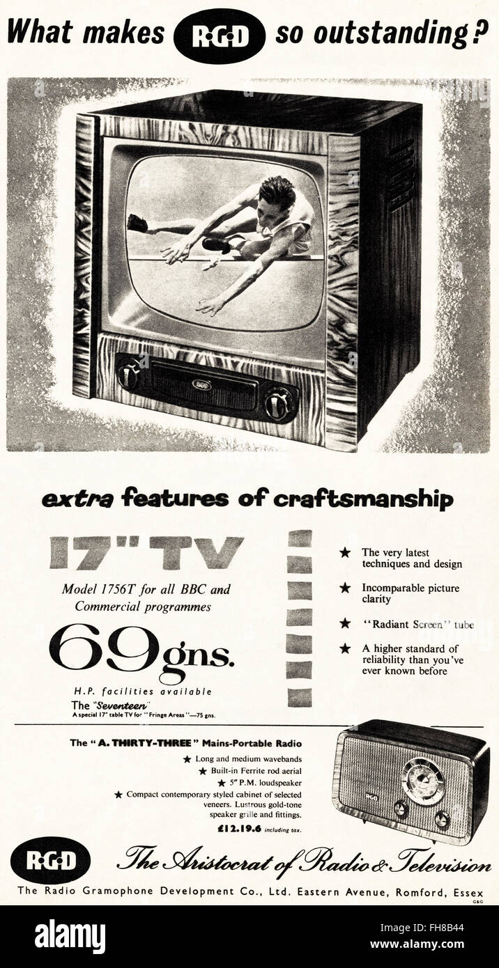Original Vintage advert von 1950. Anzeige vom Werbung Fernsehen 1956 ...