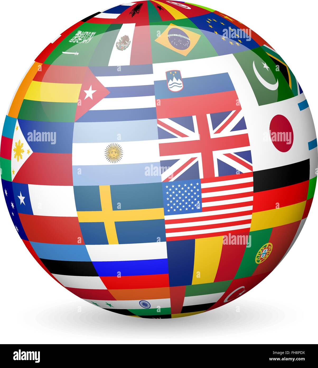 Nationalflaggen Kugel auf weißem Hintergrund. Vektor-Illustration Stock ...