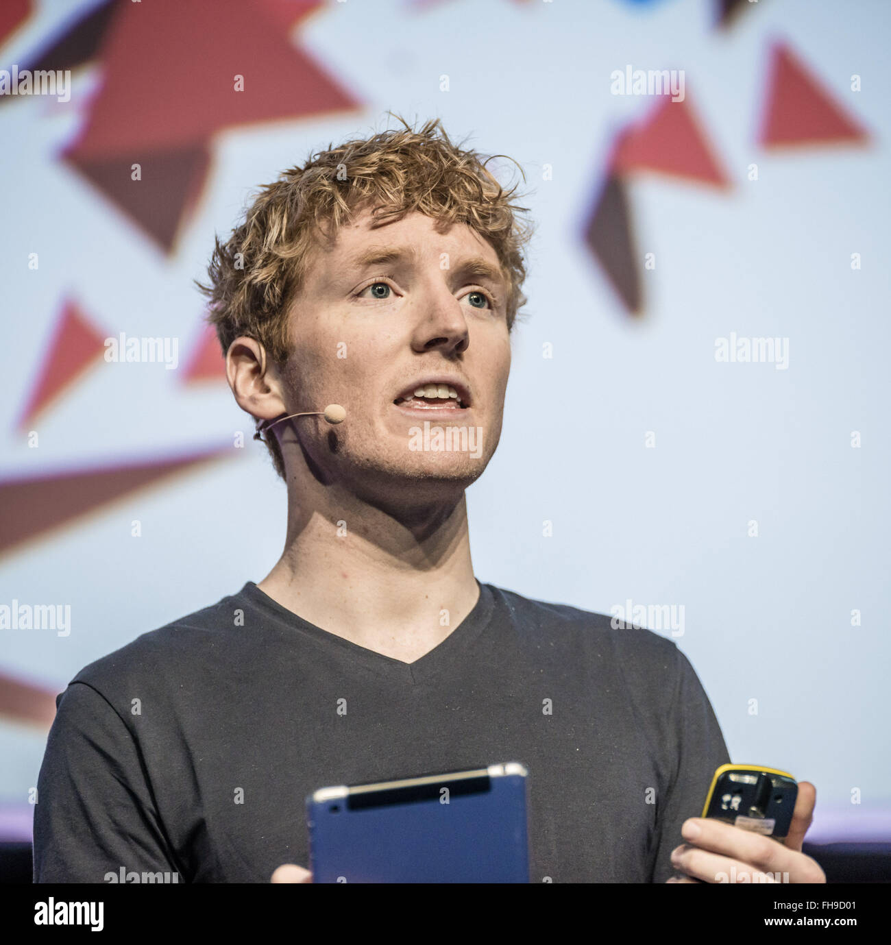 Katalonien, Spanien. 24. Februar 2016. PATRICK COLLISON, Co-Founder und ...