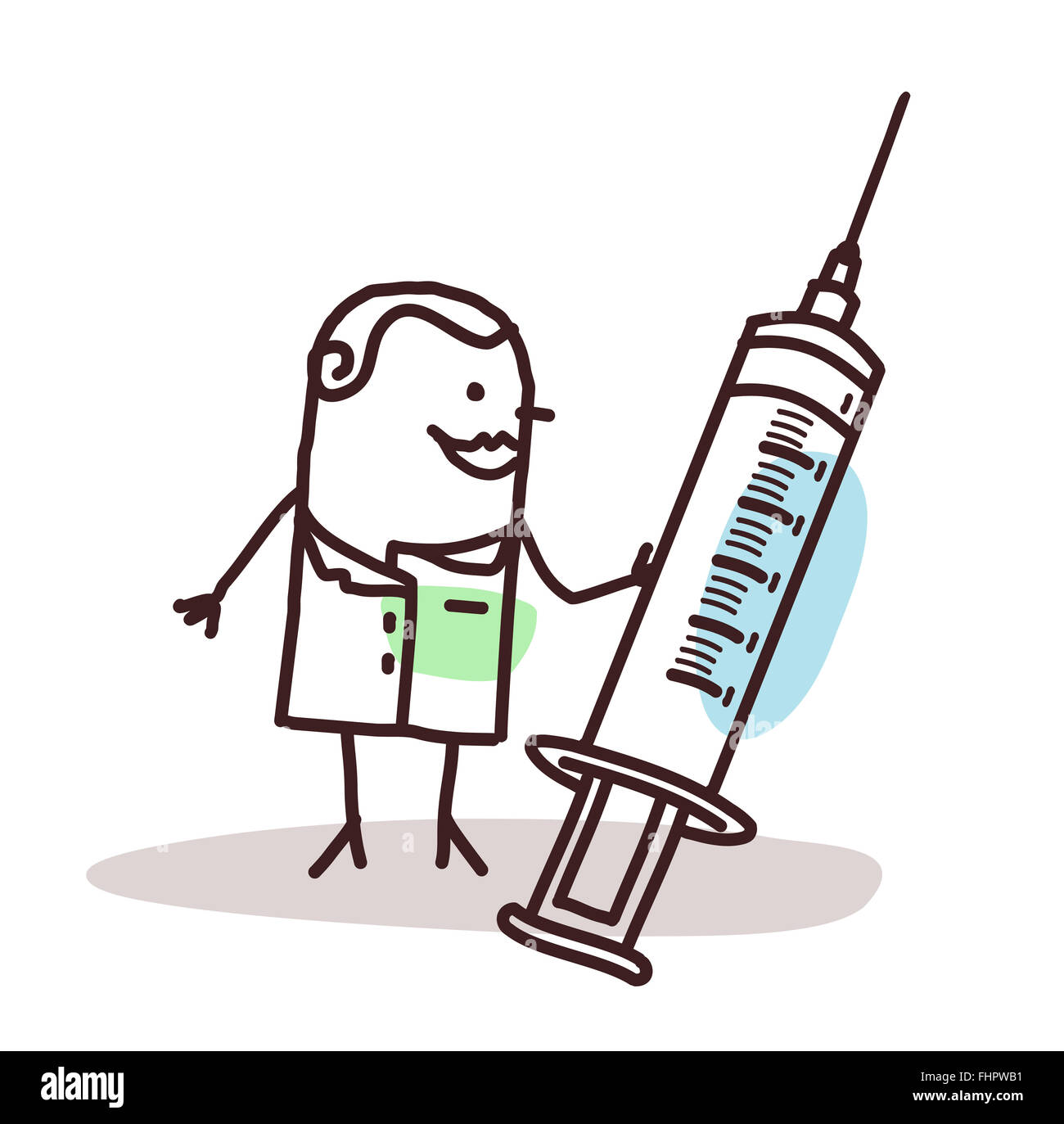Vector Cartoon Arzt mit großen Spritze Stockfotografie - Alamy