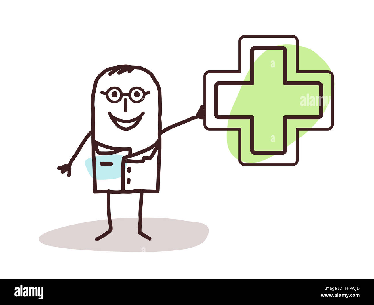 Vector Cartoon Arzt mit Apotheke Zeichen Stockfotografie - Alamy