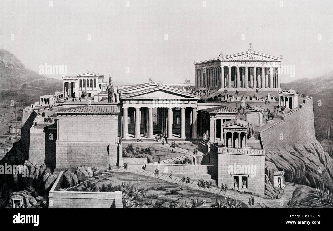 Die Akropolis von Athen, Griechenland, ca. 450 v. Chr.. Eine ...