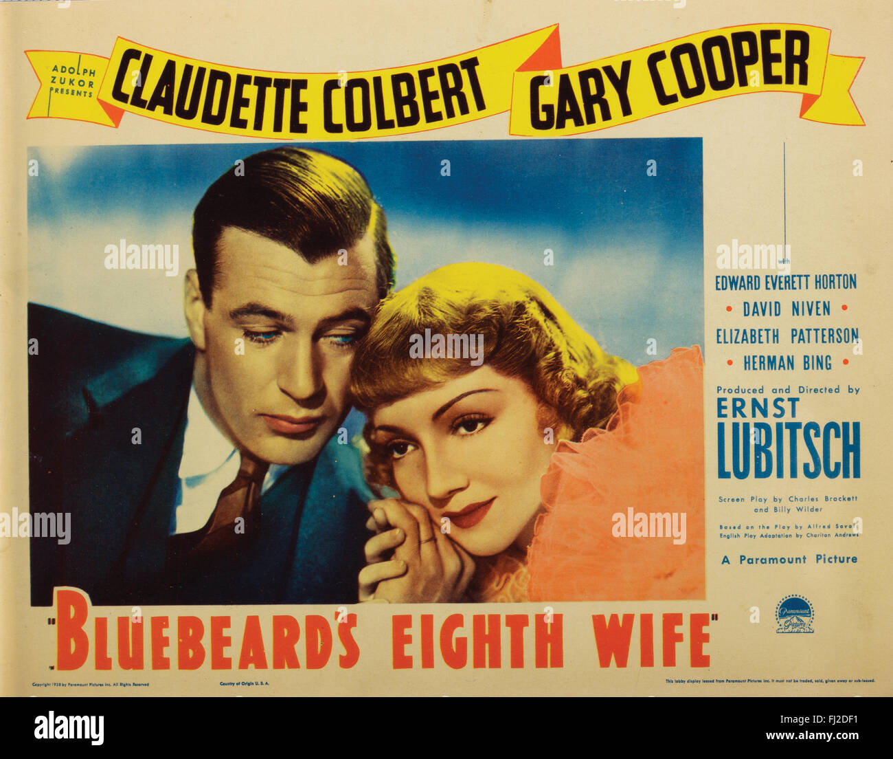 "Blaubarts achte Frau", (Paramount, 1938), lobby-Szene Karte ...