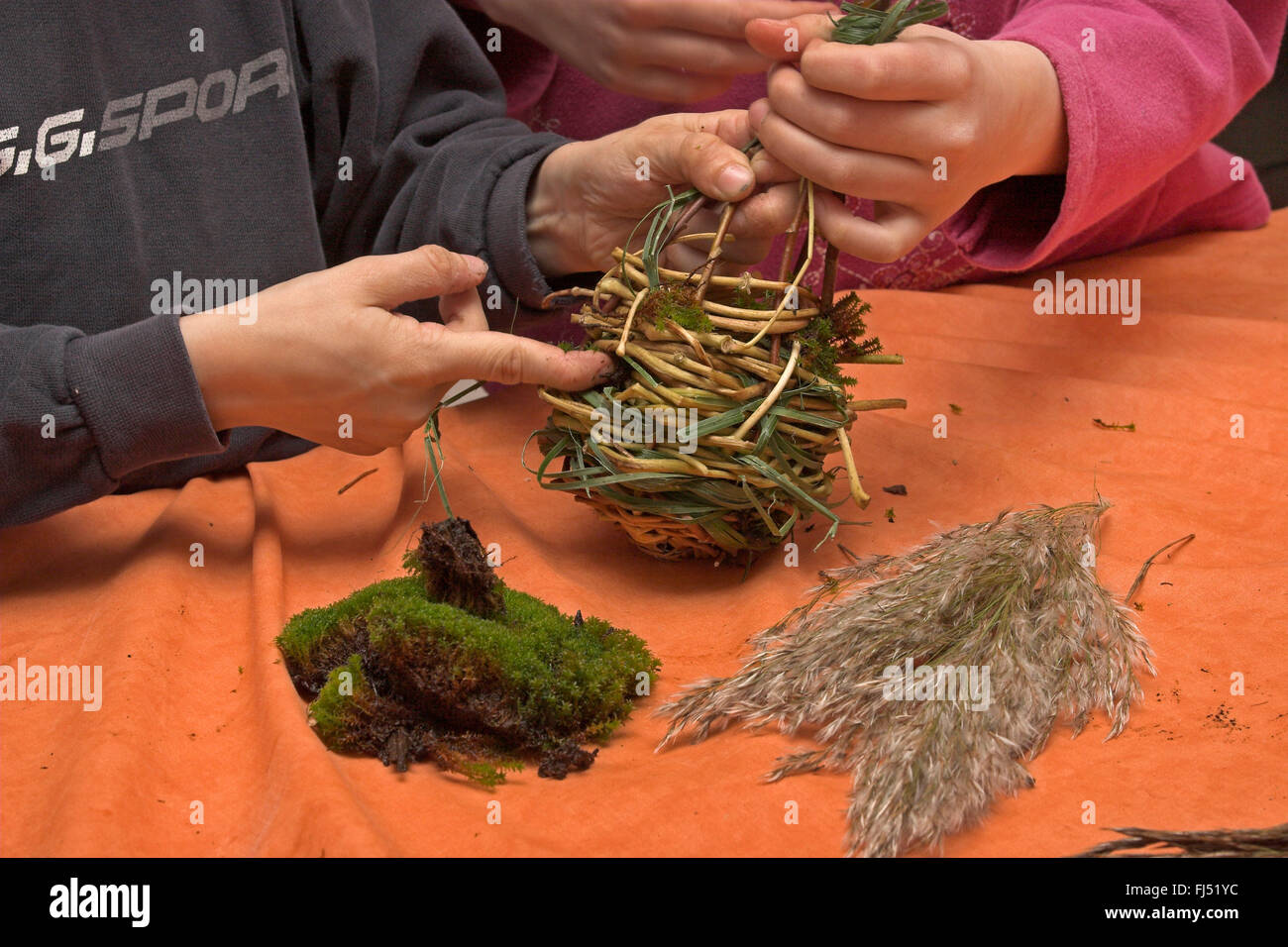 Verschachtelung Material für Kugel Nest, zwei Kinder Flechten Willow ...