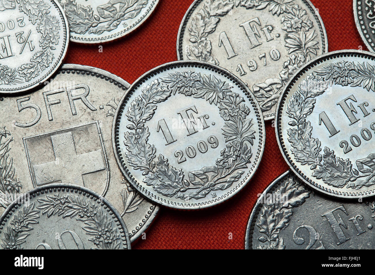 Münzen der Schweiz. Ein Franken-Münzen Stockfotografie - Alamy