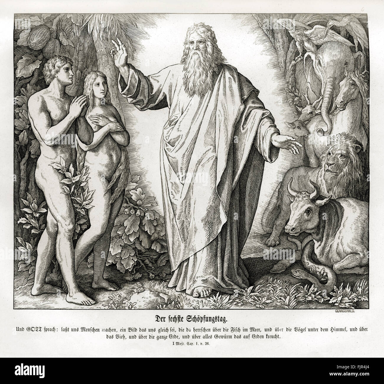 Sechsten Tag der Schöpfung, Genesis Kapitel ich Vers 26' und Gott sagte ...