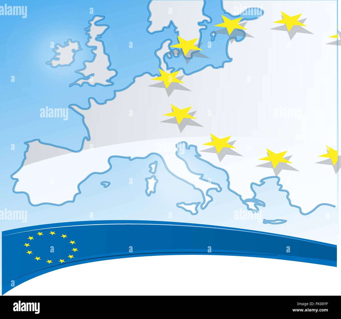Europa-Hintergrund mit Fahne und der Karte Stock-Vektorgrafik - Alamy