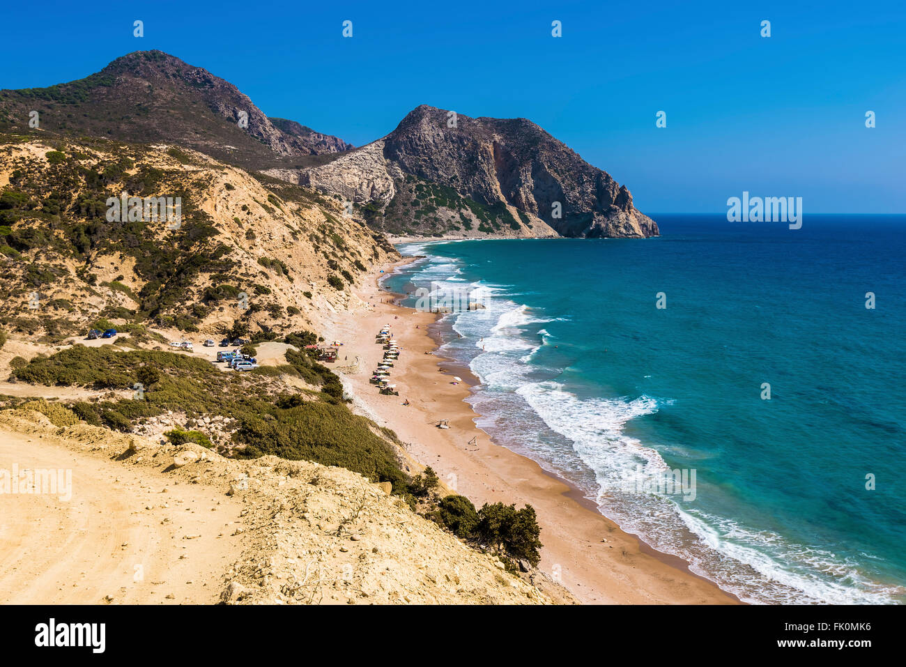 Cavo Paradiso Beach-Blick von oben in Kos Insel Griechenland ...