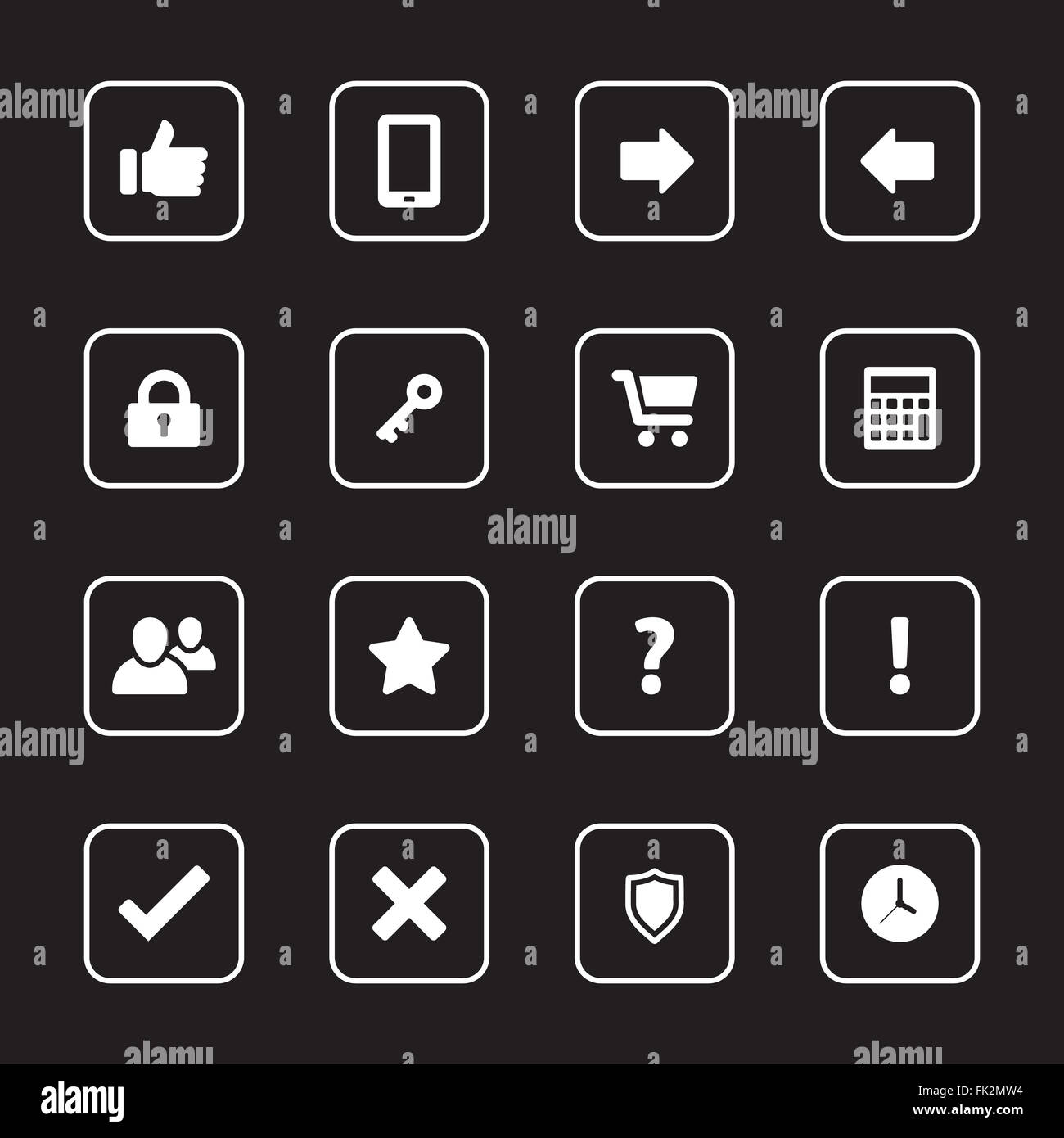 [JPEG] weiße flache verschiedene Icon-Set mit abgerundeten Rechteck ...