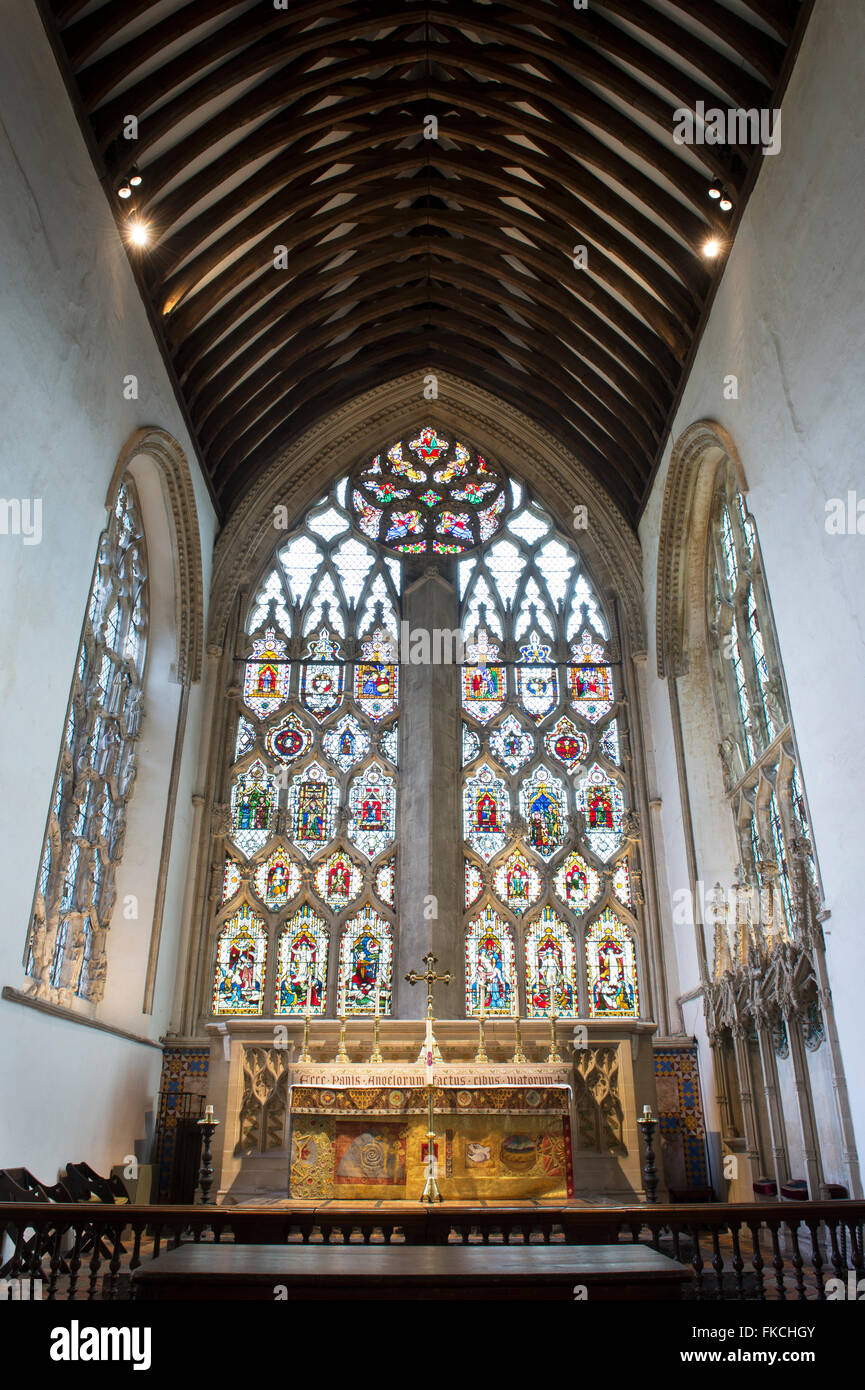 Dorchester Abbey Ostfenster und Altar. Dorchester on Thames, Oxfordshire, England ...