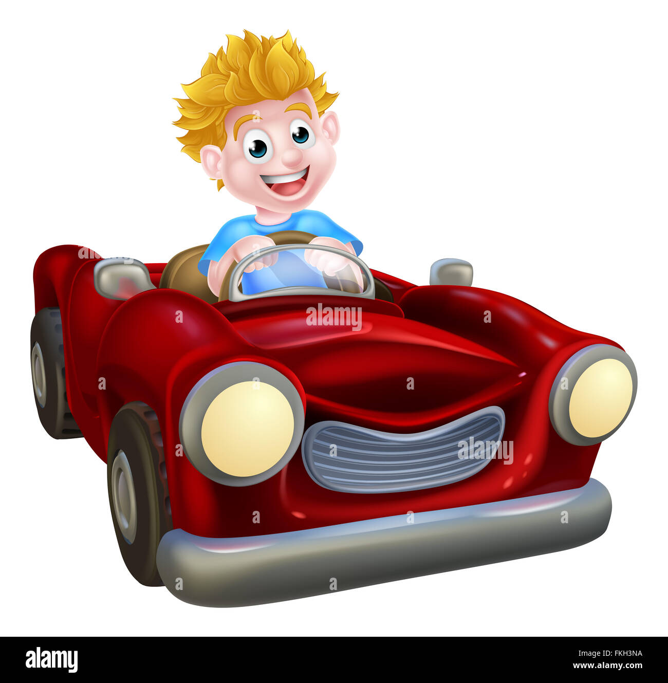 Cartoon boy driving car Ausgeschnittene Stockfotos und -bilder - Alamy