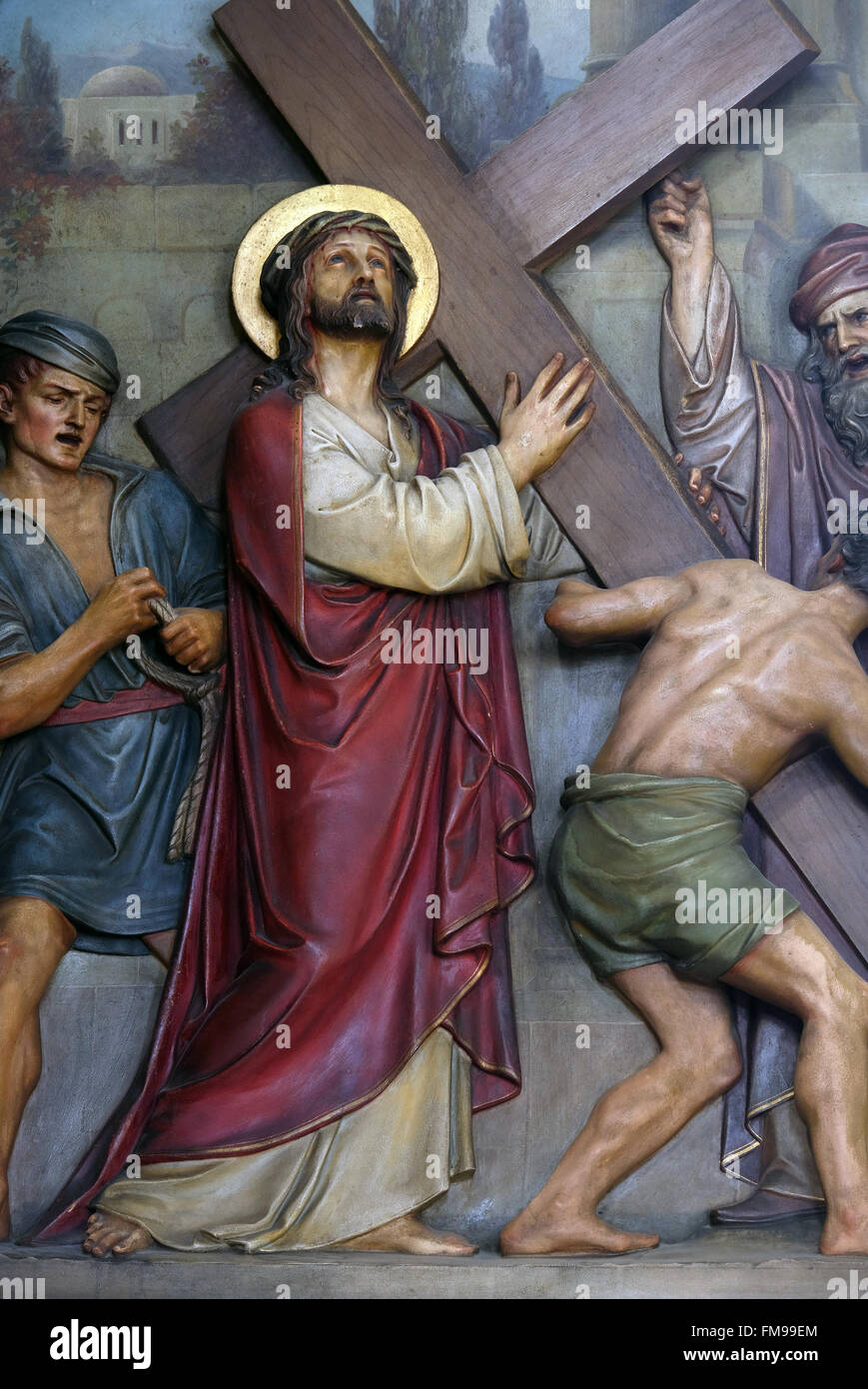 2. Kreuzweg erhält Jesus sein Kreuz, Basilika des Heiligen Herzens Jesu in Zagreb, Kroatien ...