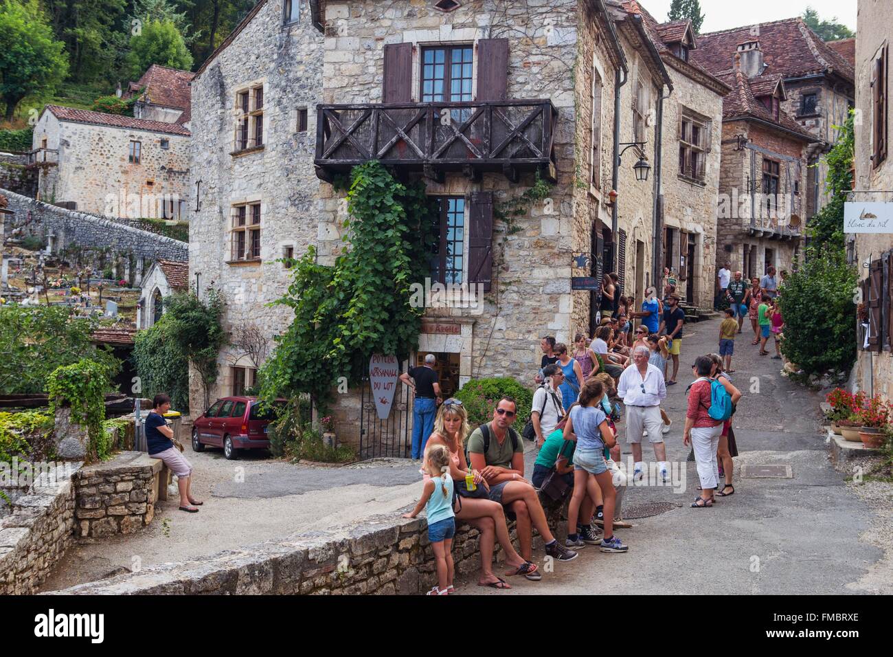 Frankreich, Menge, Saint-Cirq Lapopie, gekennzeichnet Les Plus Beaux ...