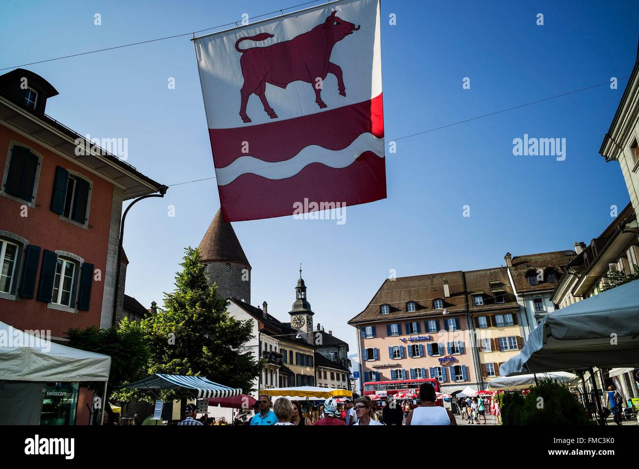 Stadt-Markttag, Bulle, Kanton Freiburg, Schweiz Stockfotografie - Alamy