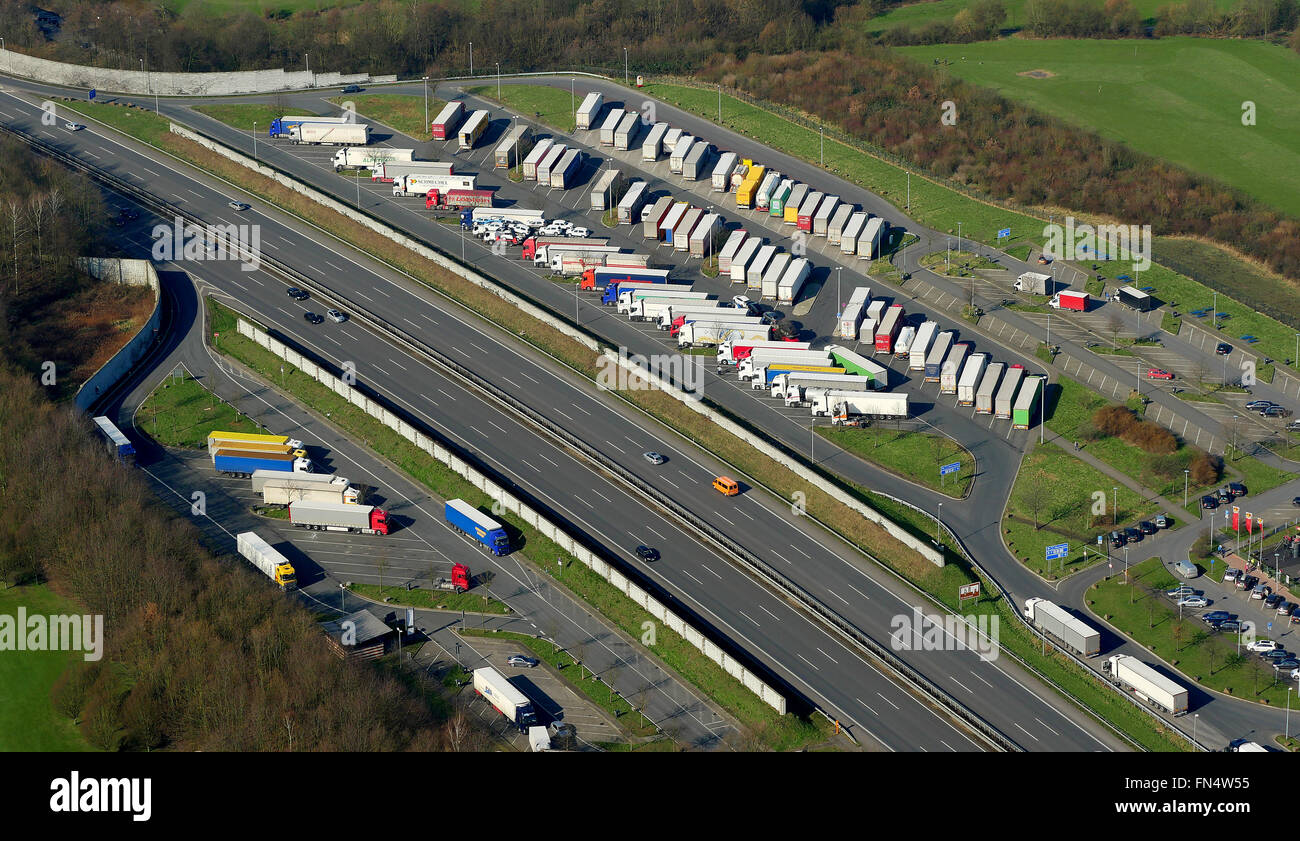 Luftaufnahme, Autobahn-Raststätte Gelsenkirchen Resse, Resser Mark ...