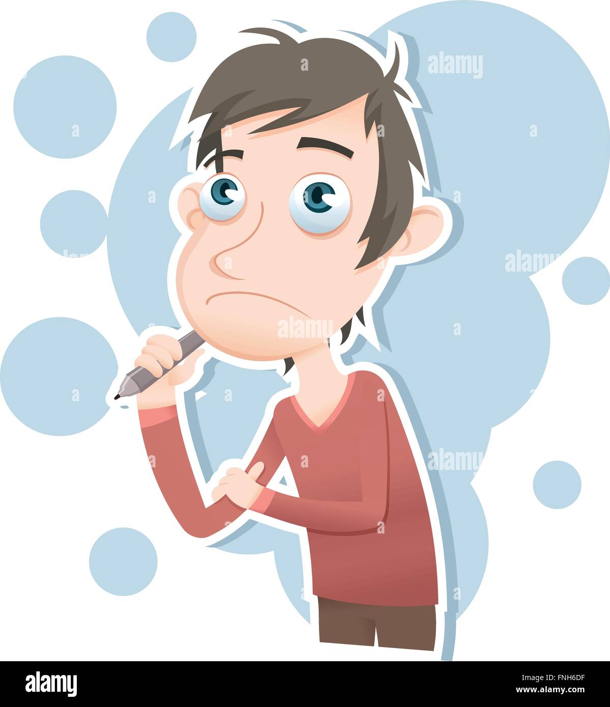 Cartoon Junge im Denken pose Stock-Vektorgrafik - Alamy