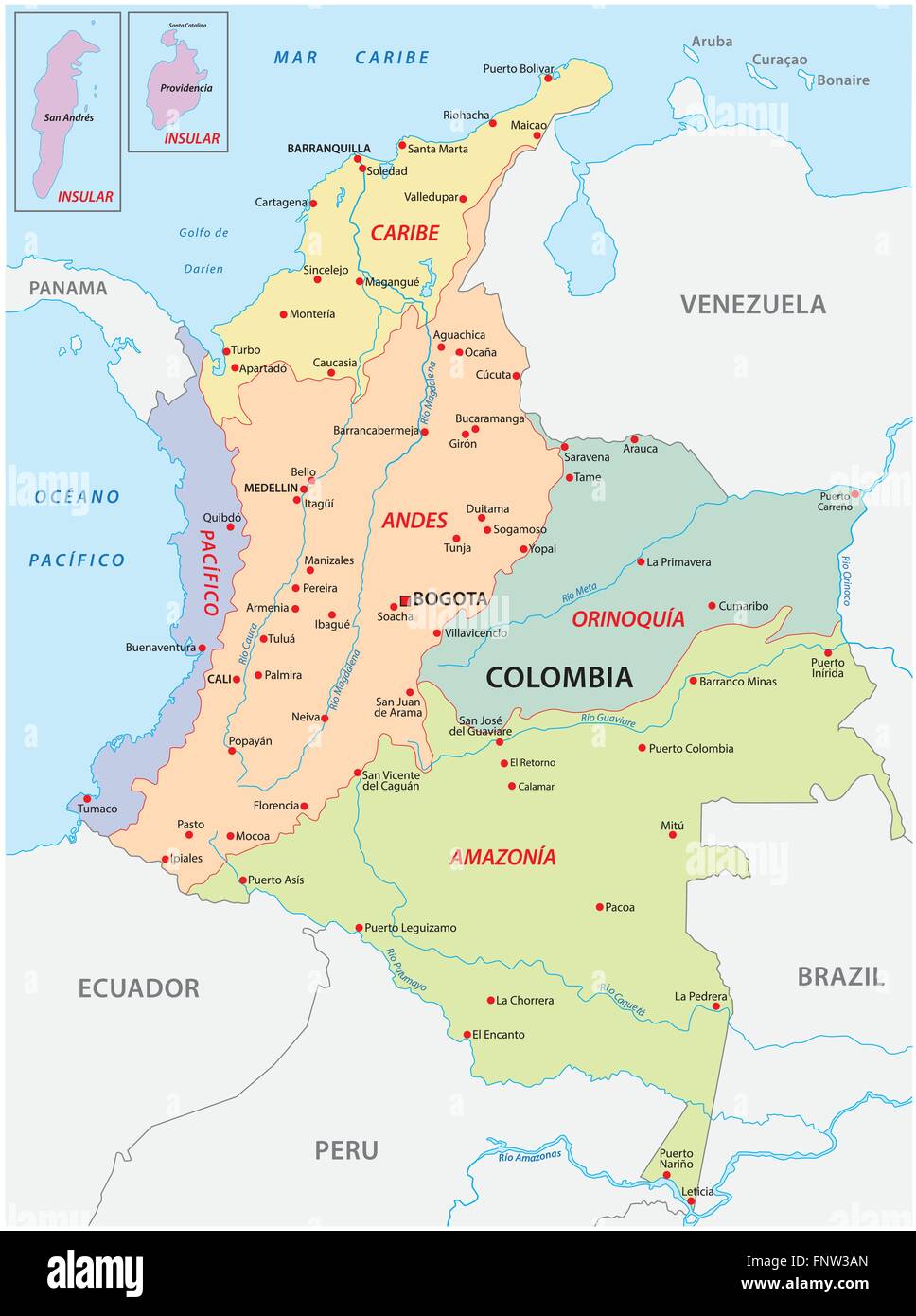 Mapa con regiones naturales de colombia -Fotos und -Bildmaterial in hoher Auflösung – Alamy