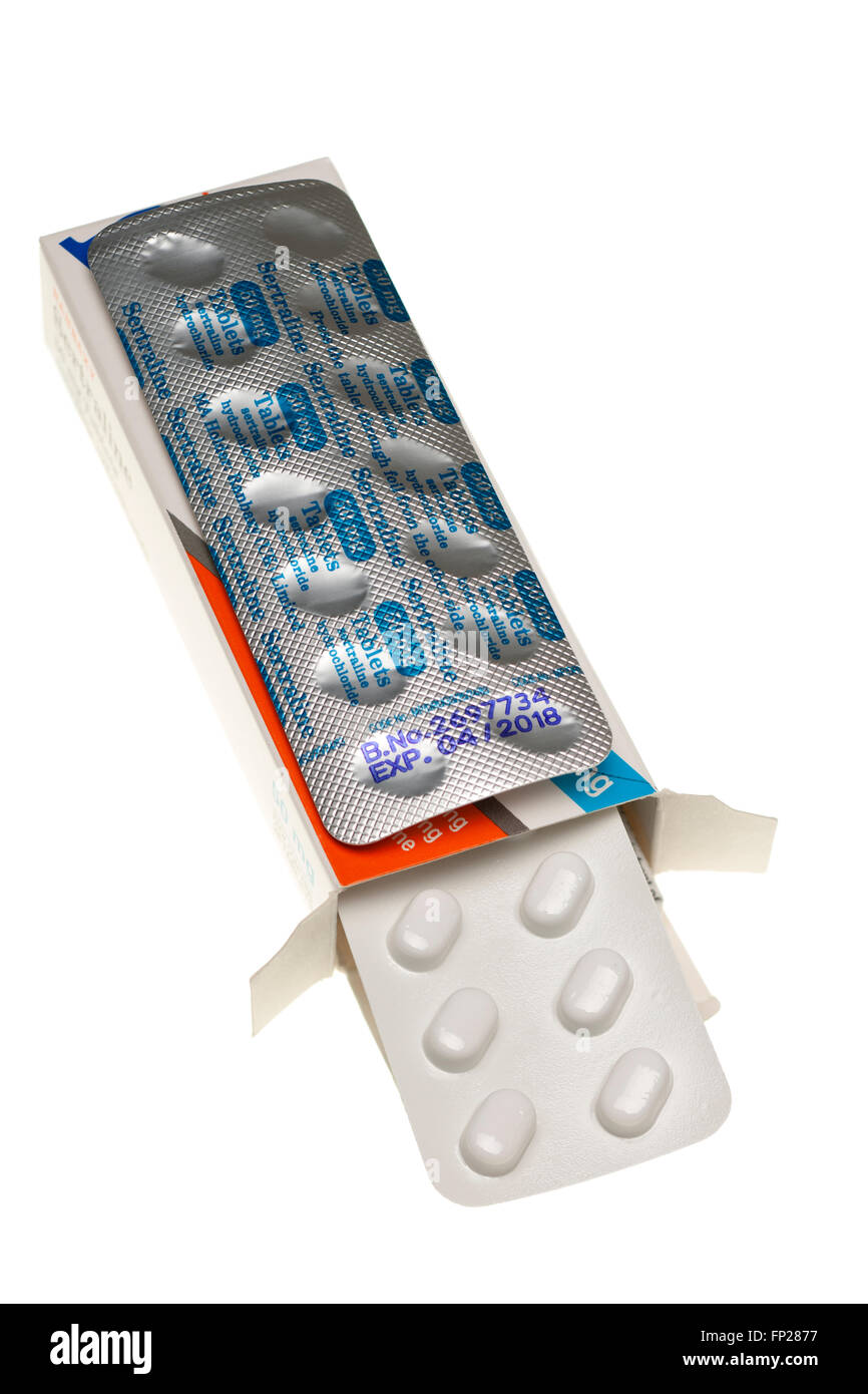 Schachtel mit Sertralin 50mg Tabletten Stockfotografie - Alamy
