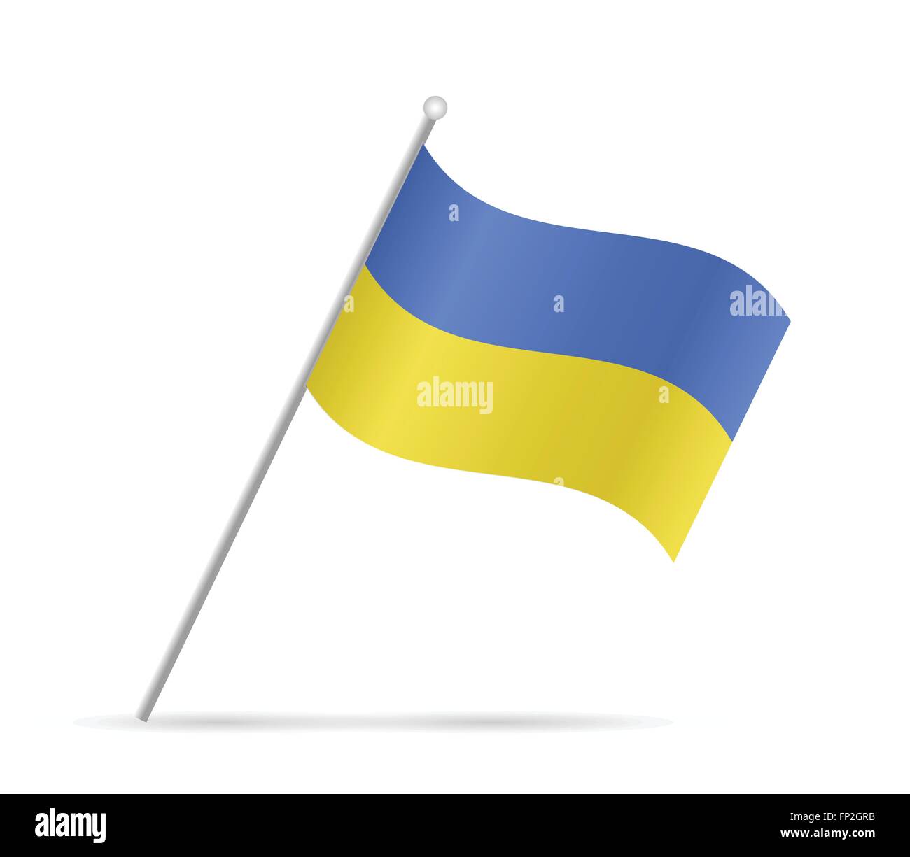Abbildung einer Fahne aus der Ukraine, die isoliert auf einem weißen ...