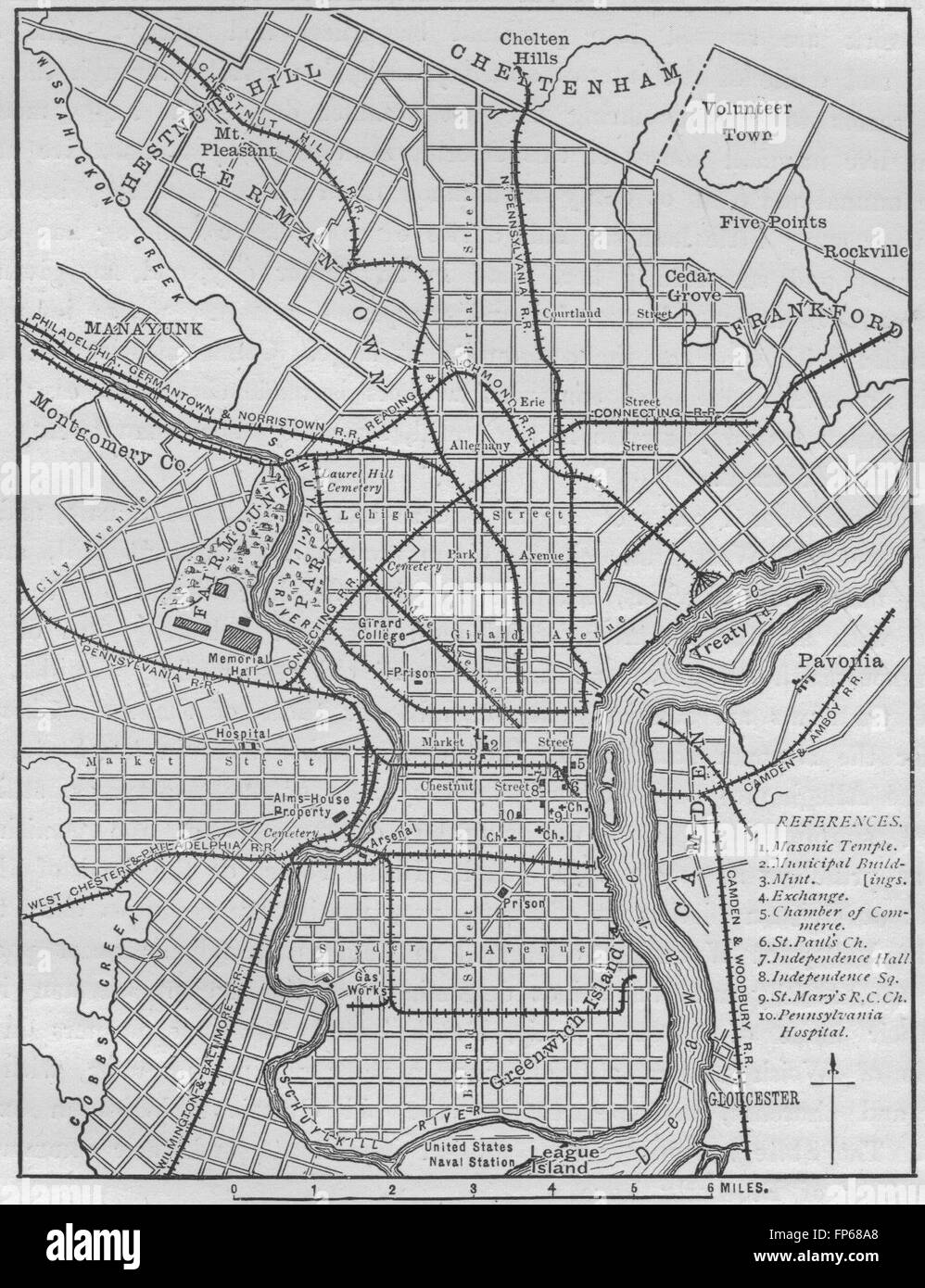 PHILADELPHIA: Plan von Philadelphia, 1882 Antike Landkarte ...