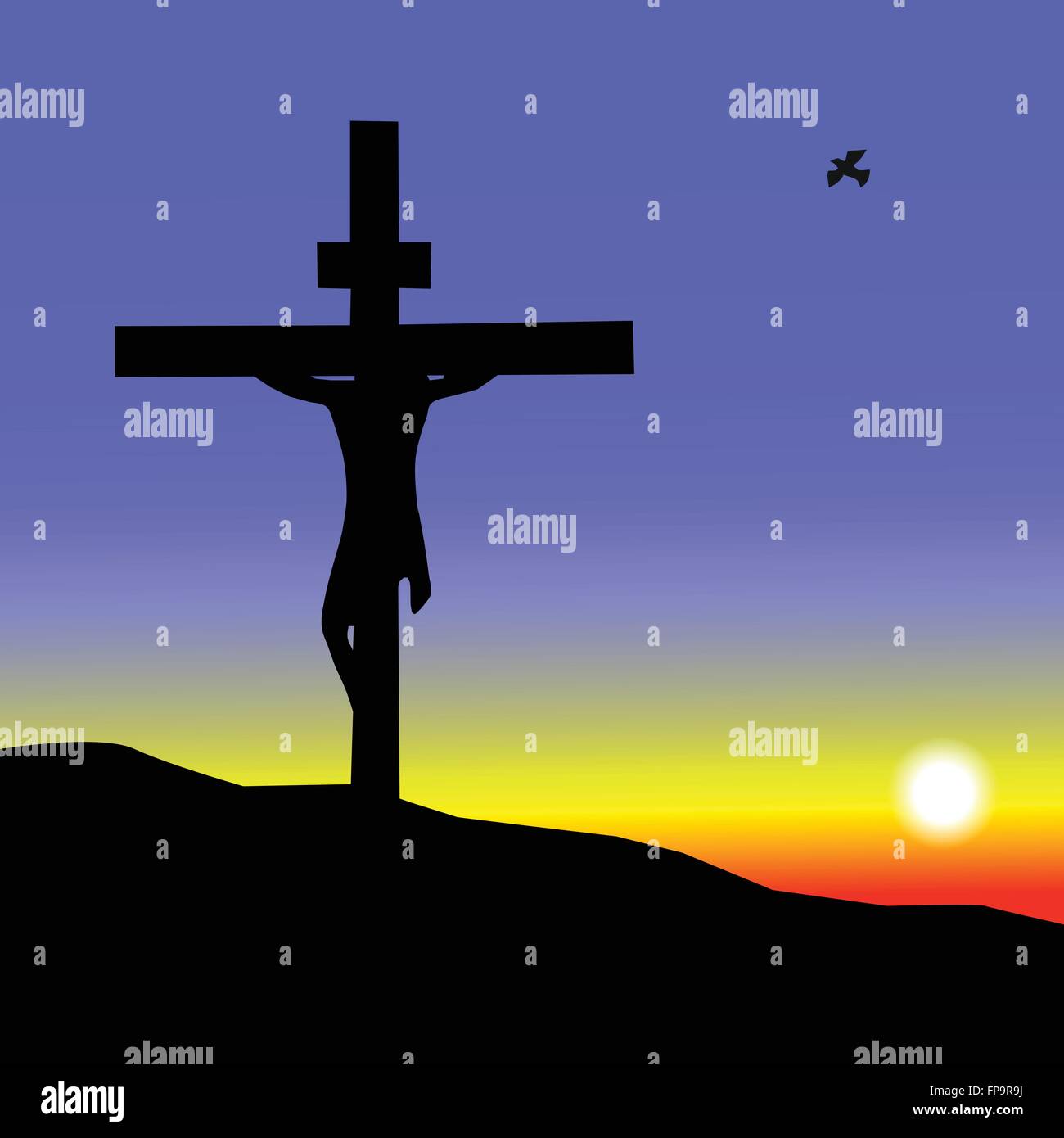 Kreuz bei sonnenuntergang Stock-Vektorgrafiken kaufen - Alamy