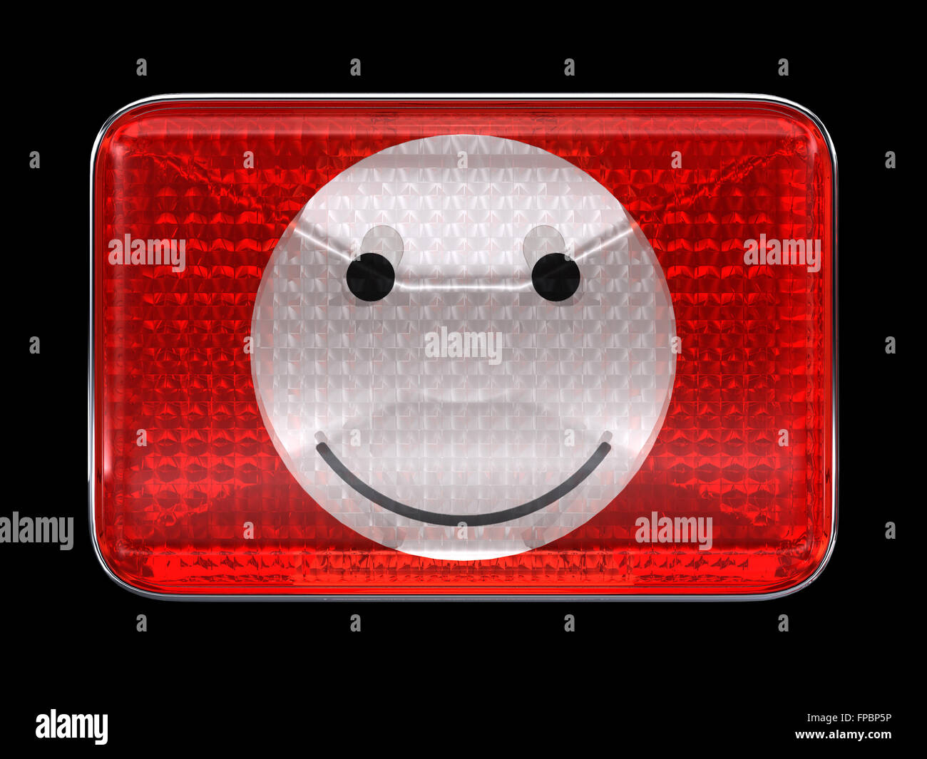 Smiley Emoticon rote Taste oder Scheinwerfer schwarz isoliert ...