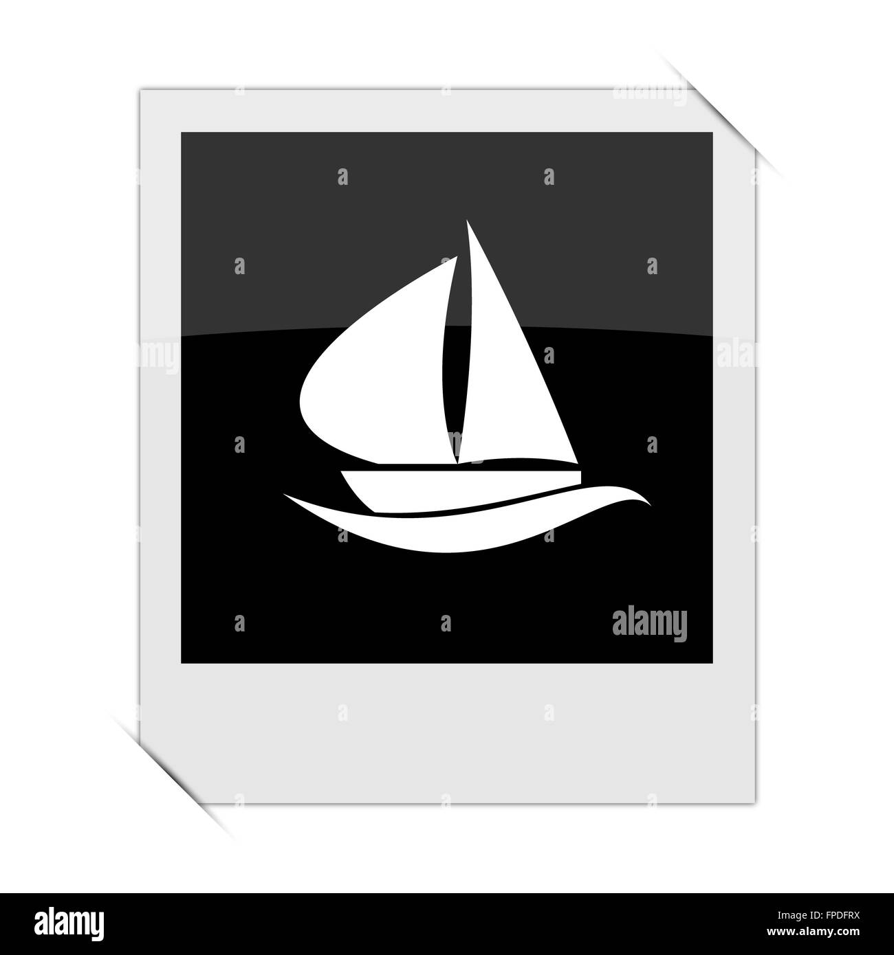 Segelboot-Symbol in ein Foto auf weißem Hintergrund Stockfotografie - Alamy