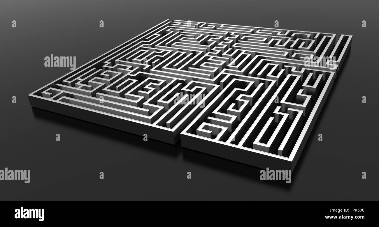 Chrom-Labyrinth, dies ist ein Computer generiert und 3d gerenderten ...