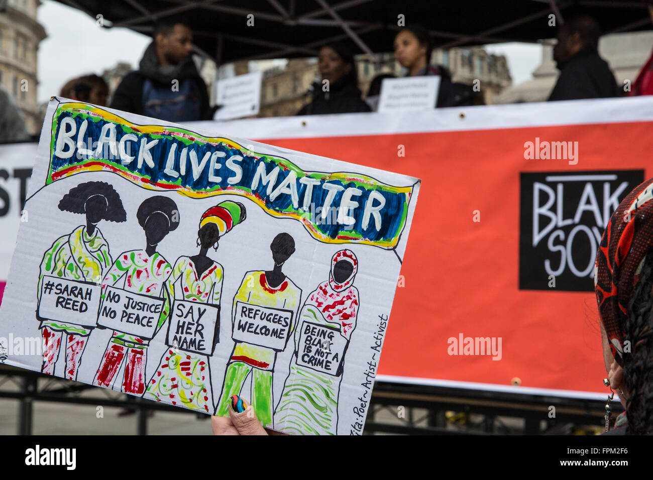 London, UK. 19. März 2016. Zita Holbourne BARAC UK hält ein Black lebt ...