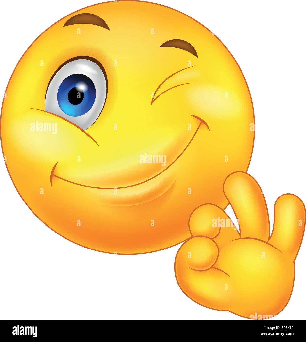Smiley Emoticon mit ok Zeichen Stock-Vektorgrafik - Alamy