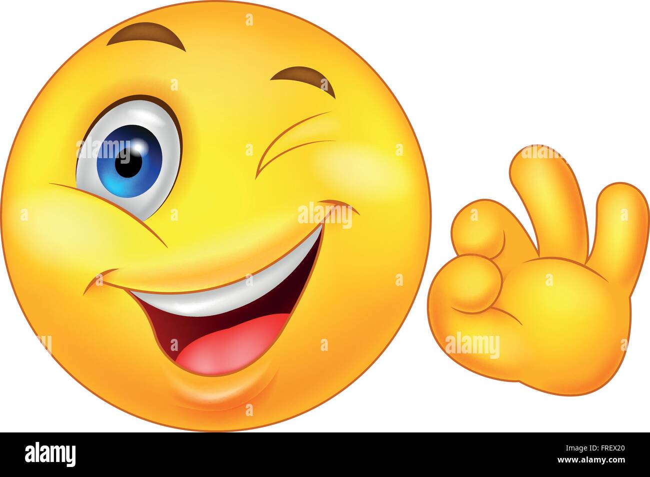 Smiley Emoticon mit ok Zeichen Stock-Vektorgrafik - Alamy
