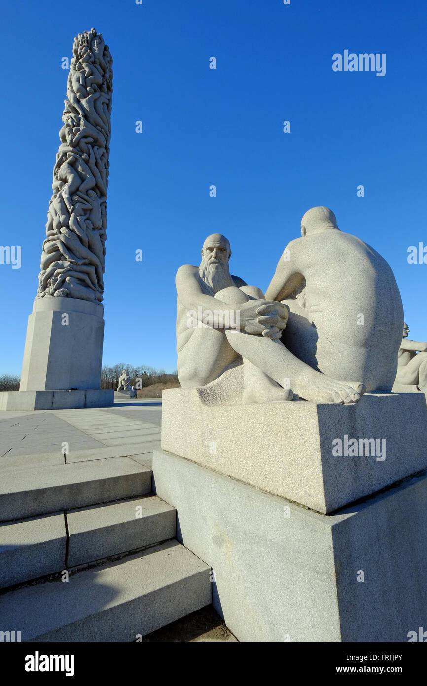 Das Stück, bekannt als der Monolith in der Vigeland-Skulpturenpark in ...