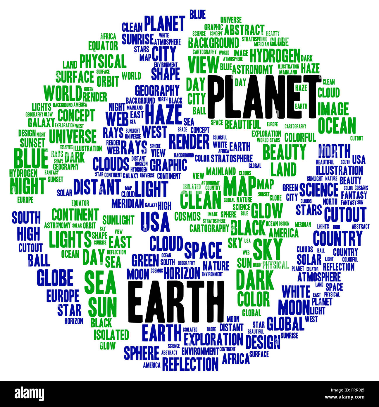 Planet Erde Wort-Wolke-Shape-Konzept Stockfotografie - Alamy