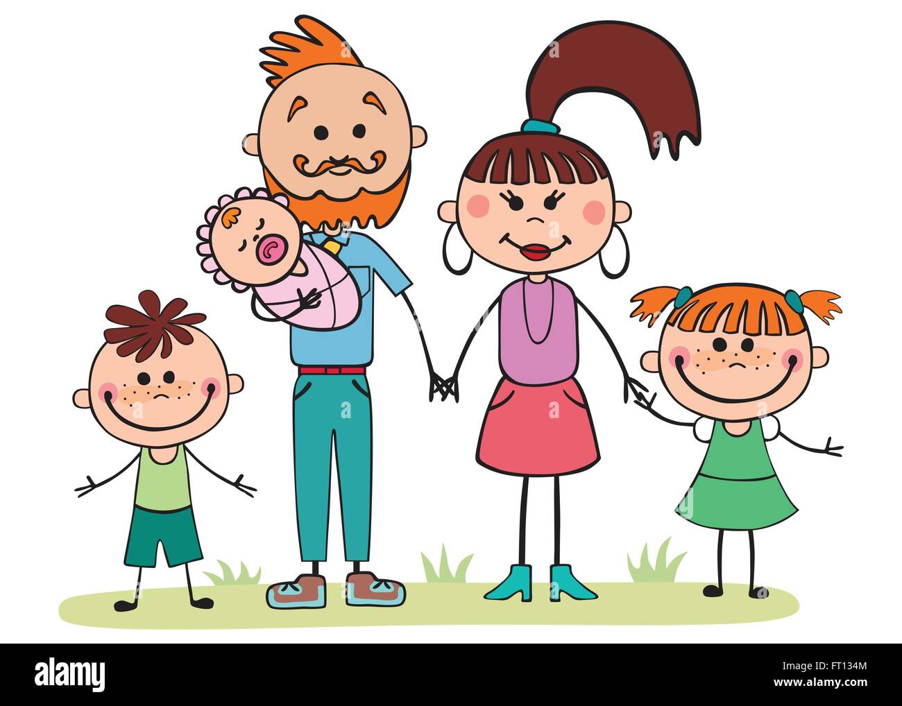 Vektor-Illustration, Cartoon, Familie, Mama und Papa, Kinder Stock ...