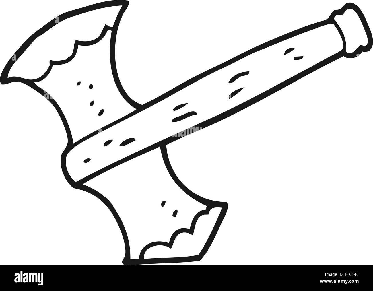 freihändig gezeichnet schwarz / weiß Cartoon Axt Stock-Vektorgrafik - Alamy