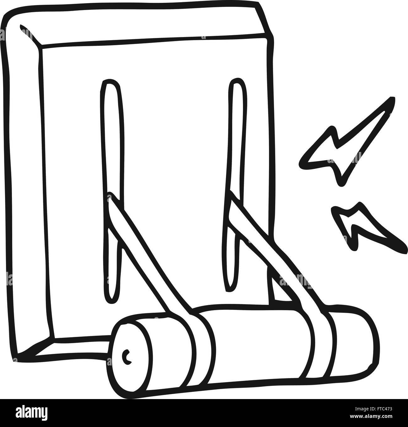 freihändig gezeichnet schwarz / weiß Cartoon elektrischer Schalter ...