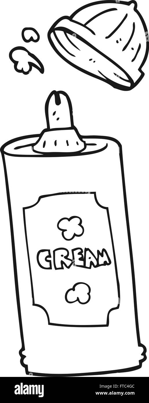 freihändig gezeichnet schwarz / weiß Cartoon Spray Schlagsahne Sahne ...