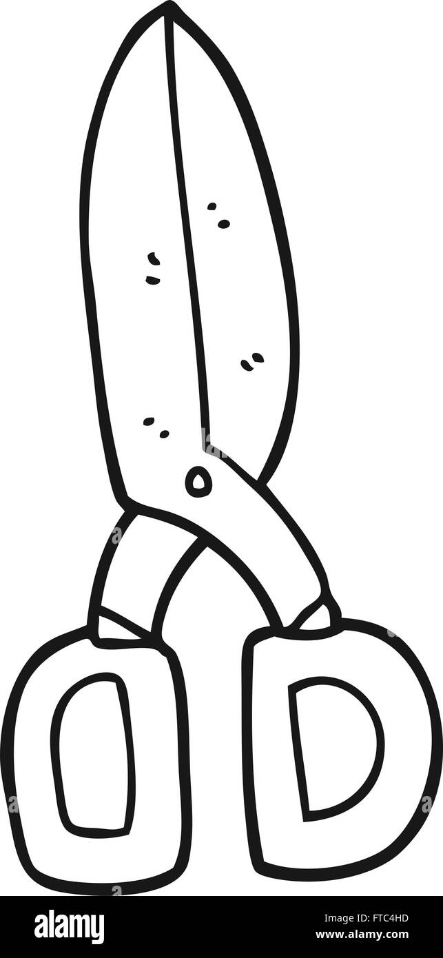 freihändig gezeichnet schwarz / weiß Cartoon Schere Stock-Vektorgrafik ...
