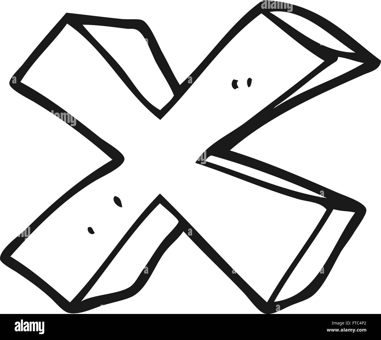 freihändig gezeichnet schwarz / weiß Cartoon negative X-symbol Stock ...