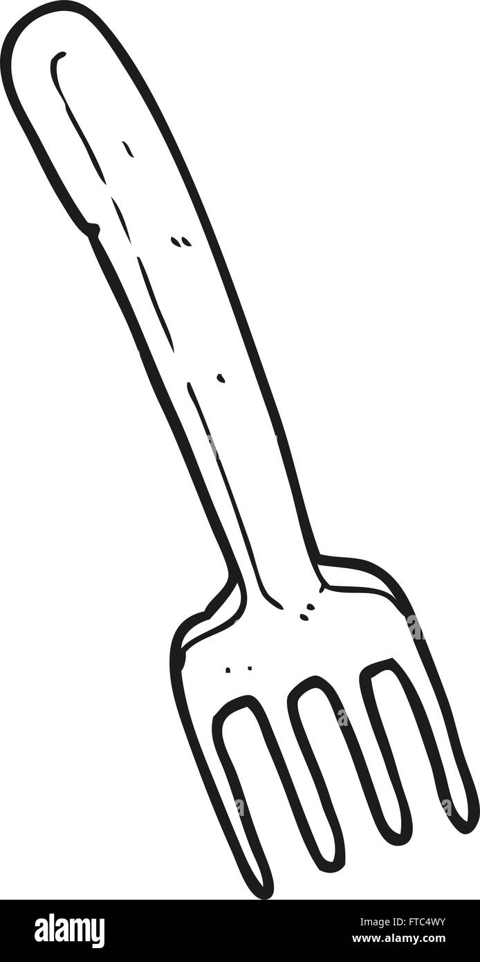 freihändig gezeichnet schwarz / weiß Cartoon Gabel Stock-Vektorgrafik ...