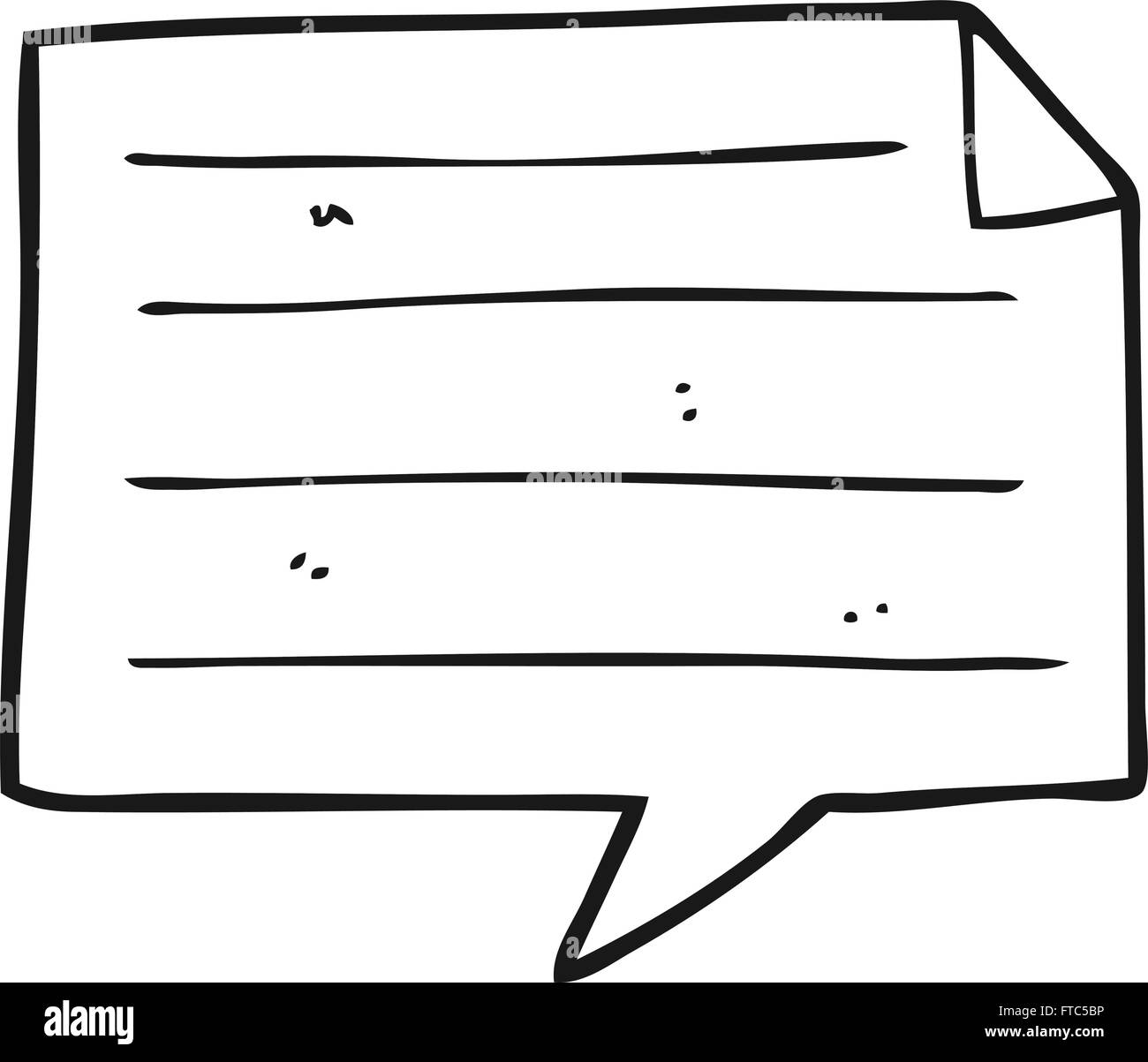 freihändig gezeichnet schwarz / weiß Cartoon Notizen Sprechblase Stock ...